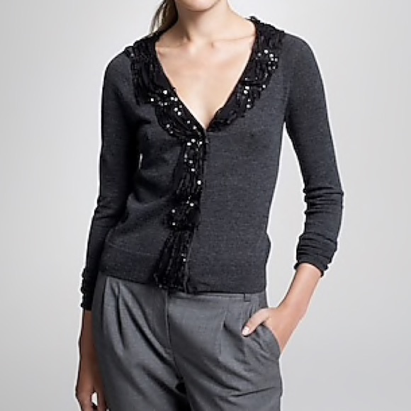 J. Crew | Sweaters | Jcrew Collection Merino Sequined Chiffon Cardigan ...
